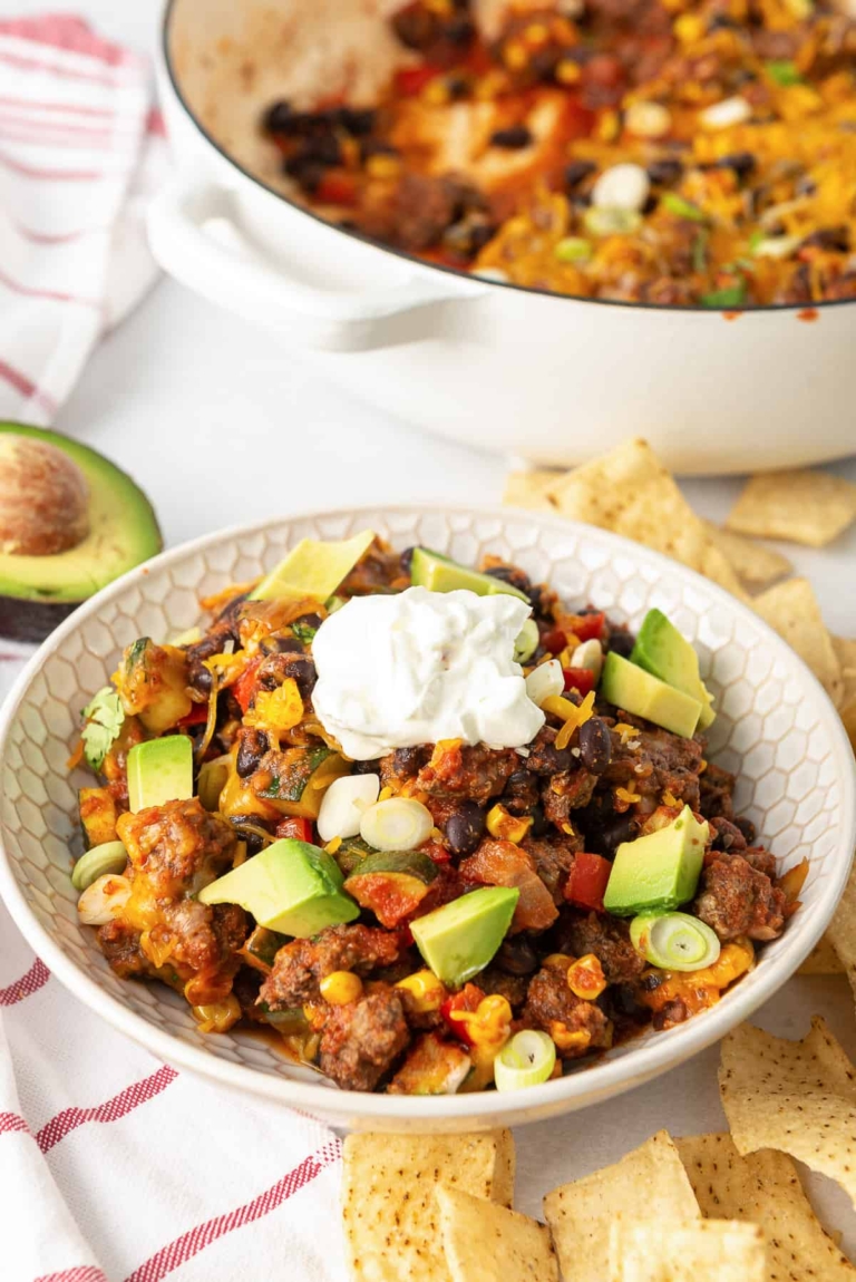 Loaded Taco Skillet (One-Pot-30 Minutes!) | Wholesome Made Easy
