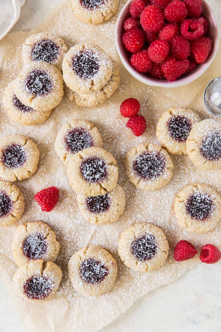 Raspberry Almond Thumbprint Cookies | Wholesome Made Easy
