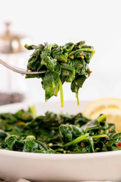 Sautéed Spinach with Garlic and Lemon - Wholesome Made Easy