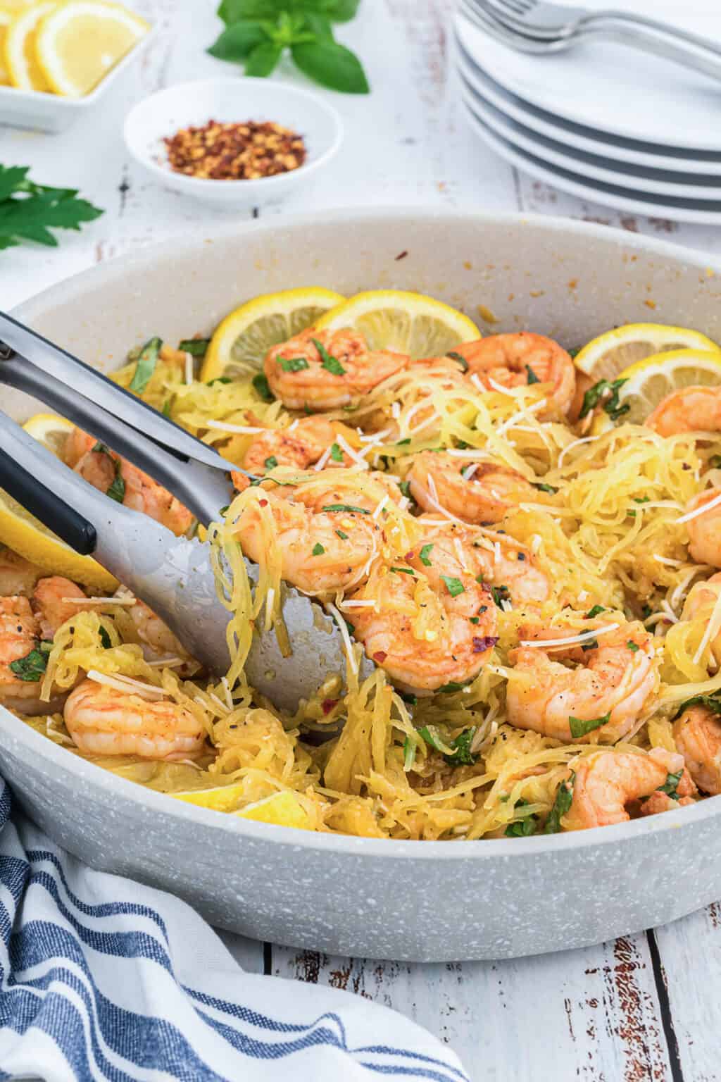 Spaghetti Squash Shrimp Scampi - Wholesome Made Easy
