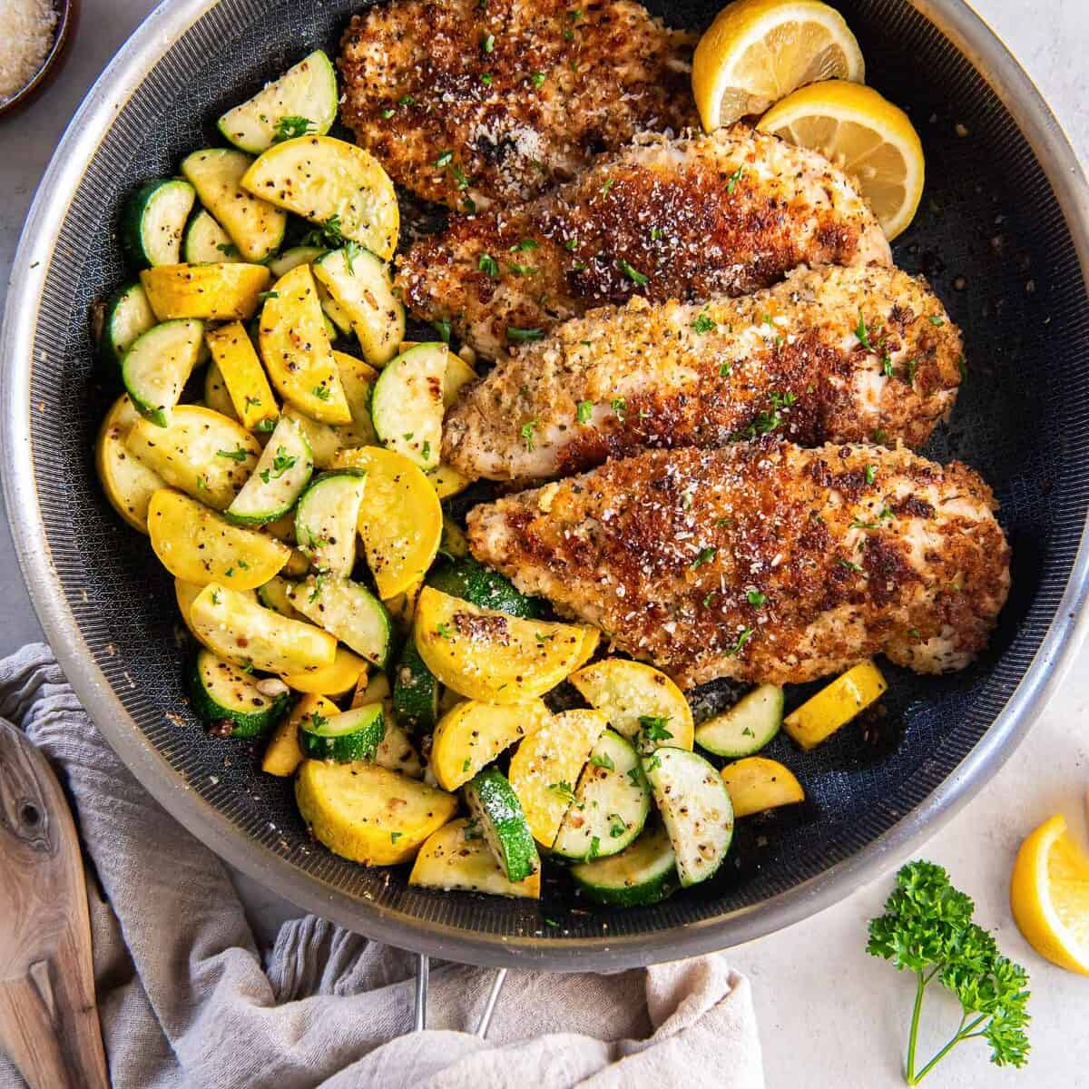 Skillet Parmesan Chicken and Zucchini - Wholesome Made Easy